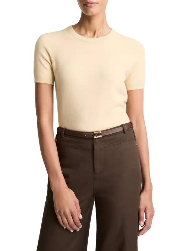 Vince Wool & Cashmere Blend Short-sleeve Sweater - Chamomile