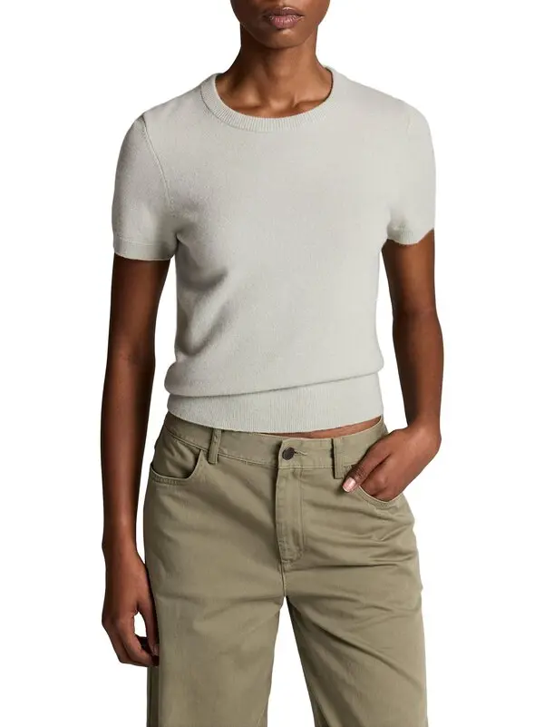 Vince Wool & Cashmere Blend Short-sleeve Sweater - Stone Sage