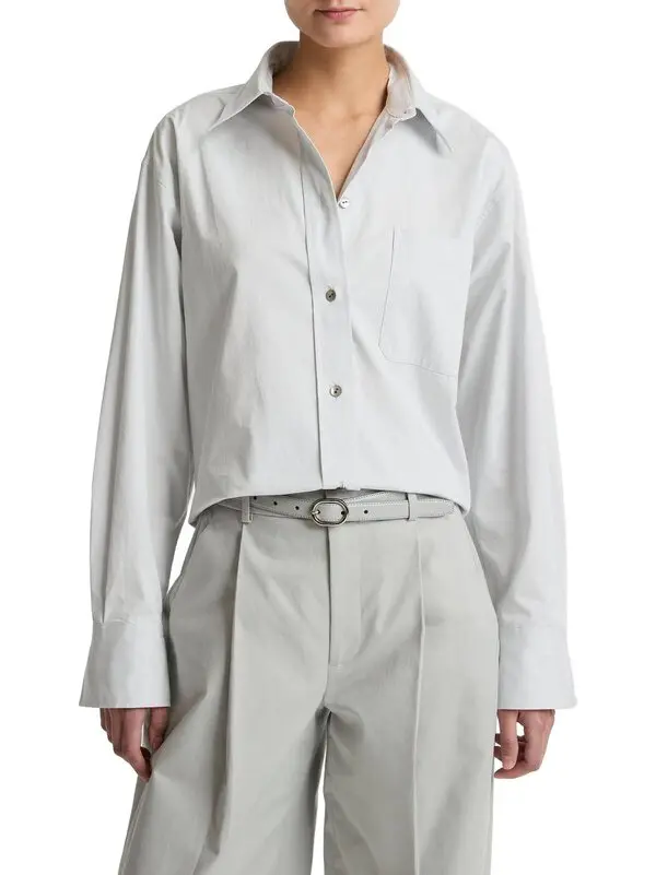 Vince Cropped Cotton Twill Shirt - Light Grey