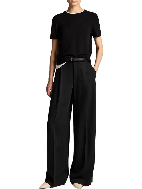 Vince Camille Cotton-blend Wide-leg Trouser - Black