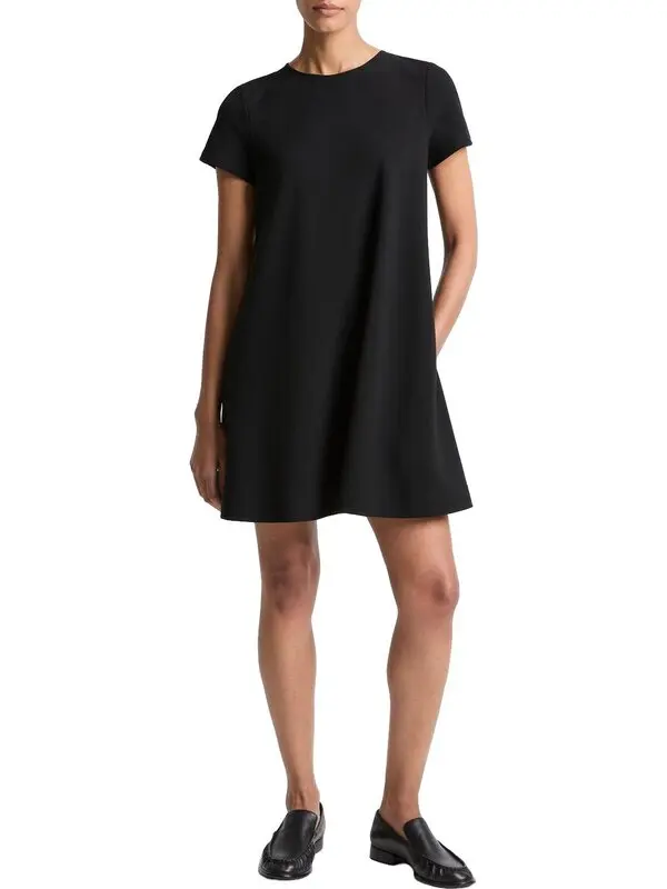 Vince Bias Cut Short Sleeve Dress - Black