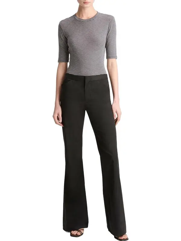 Vince Italian Stretch-cotton Flare Pants - Black