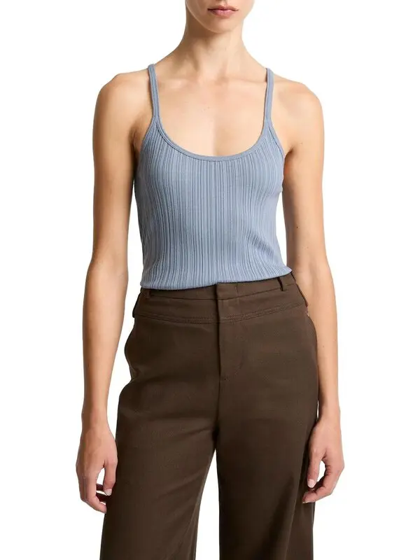 Vince Ribbed Cotton-blend Tank Top - Azul