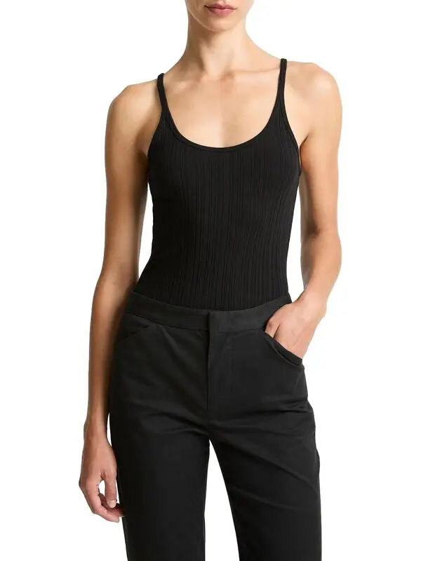 Vince Ribbed Cotton-blend Tank Top - Black