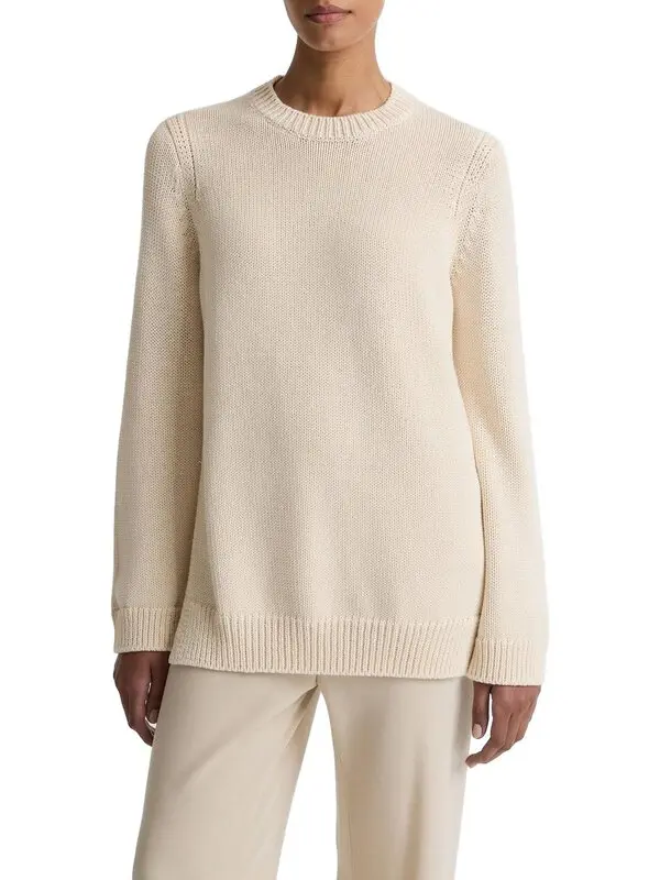 Vince Italian Cotton-blend Tunic Sweater - Bone
