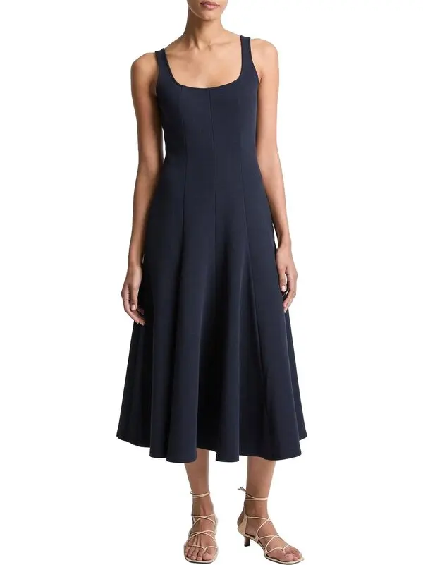 Vince Seamed Square-neck Midi Dress - Eclipse