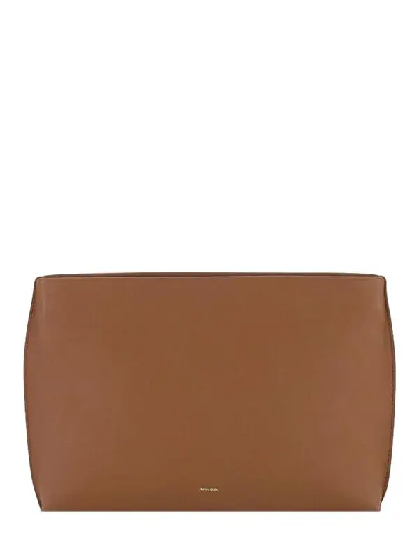 Vince Nappa Leather Zip Pouch - Saddle