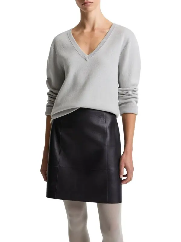 Vince Double-face Cotton-blend V-neck Sweater - Pale Tide