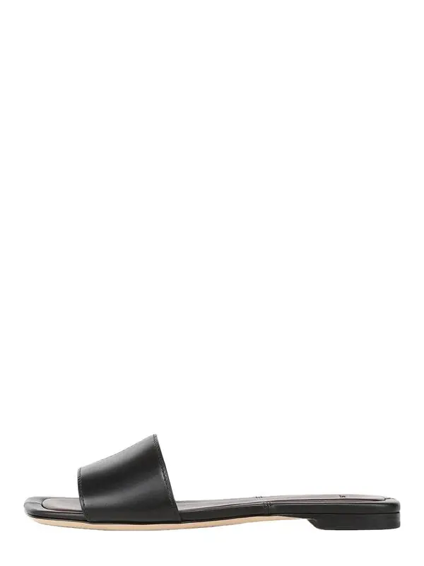 Vince Valeria Leather Block Heel Slide Sandals - Black