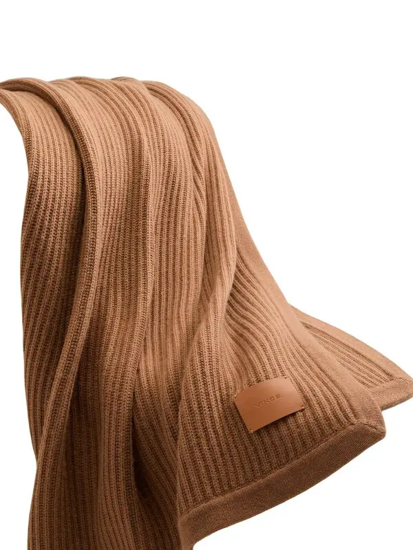 Vince Wool And Cashmere Cardigan-stitch Throw - Mink