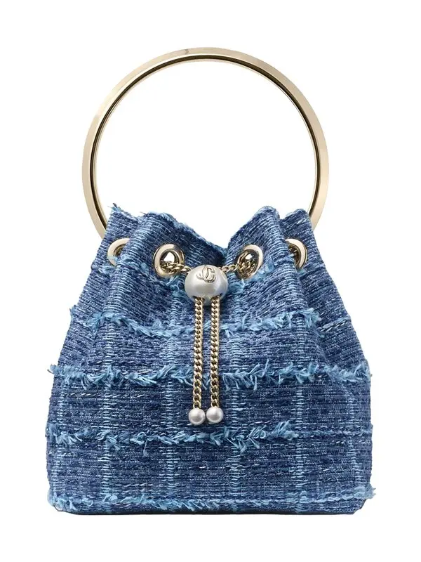 JIMMY CHOO Bon Bon Denim Top Handle Bag - Navy