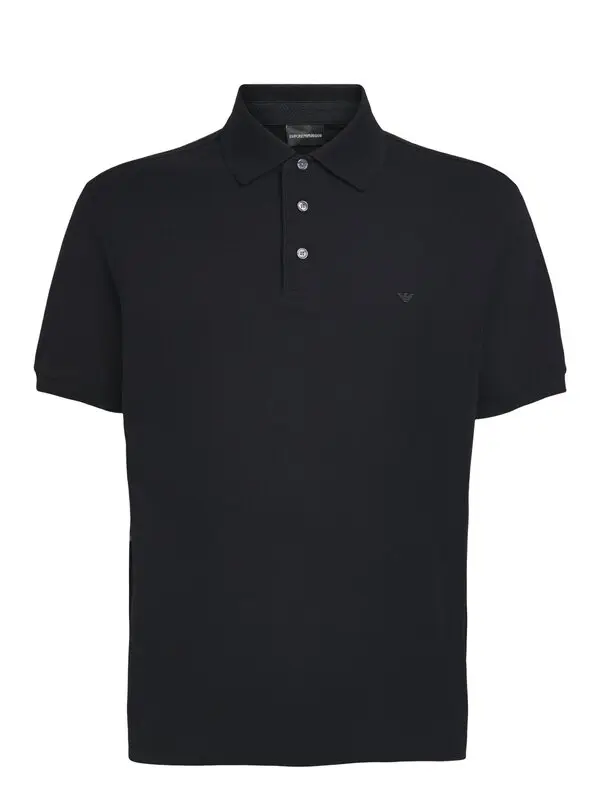 Emporio Armani Cotton Logo Polo Shirt - Black