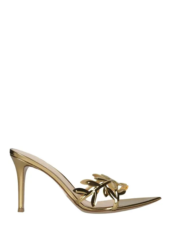 GIANVITO ROSSI Tone Leather Flavia 85 Heeled Mules - Gold