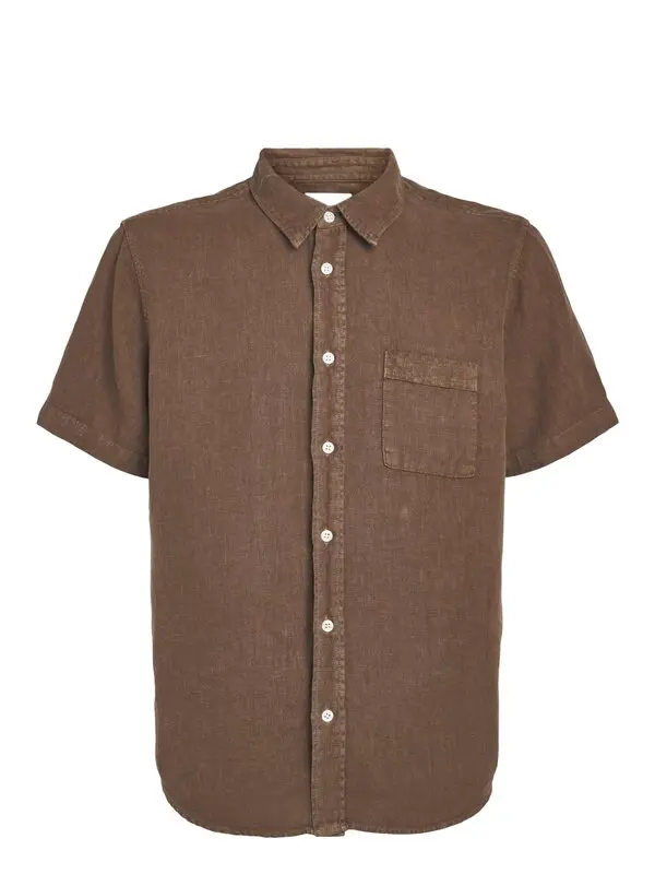 Citizens Of Humanity Linen Short-sleeve Cairo Shirt - Brown