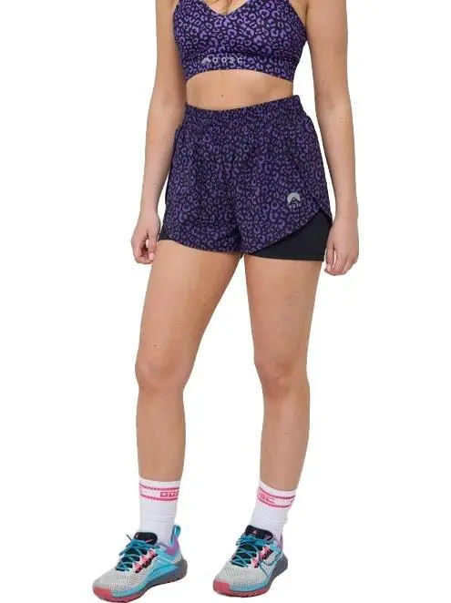 OOSC Elite 2-in-1 Activewear Shorts - Purple Leopard