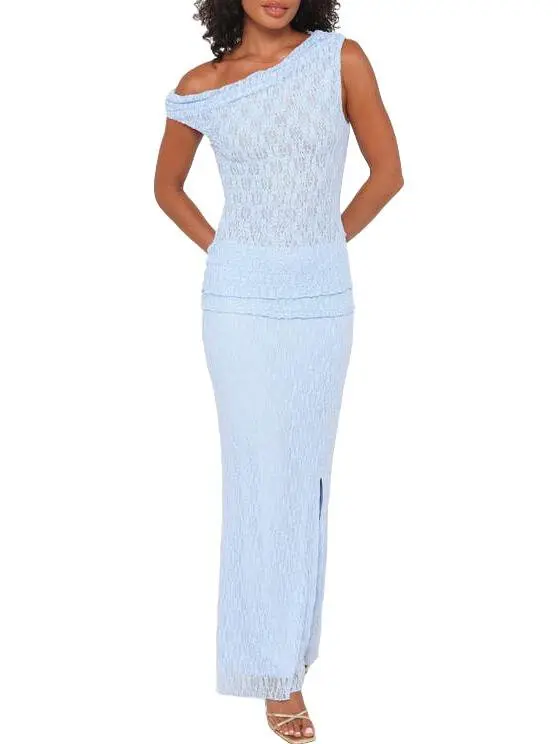PETAL & PUP Faeriel One-shoulder Knit Top - Blue