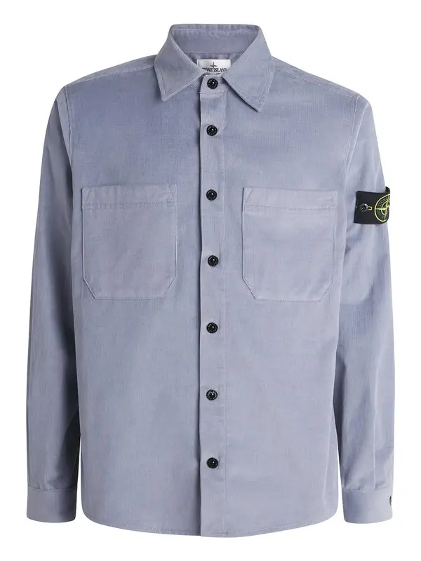 Stone Island Cotton Corduroy Shirt Jacket With Compass Patch - Blue