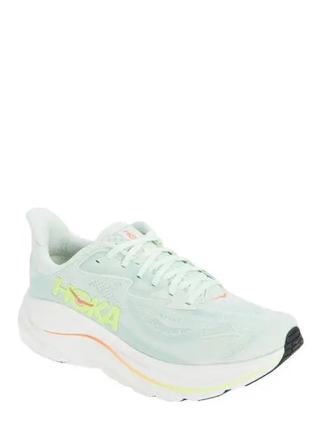 HOKA® Clifton Running Shoe - Sea Glass/neon Flame