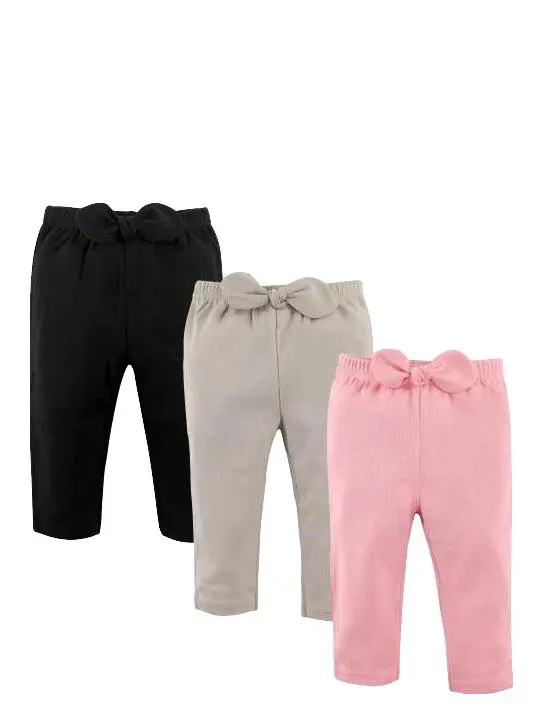 HUDSON BABY Soft Cotton Gathered Pants - Light Pink Black