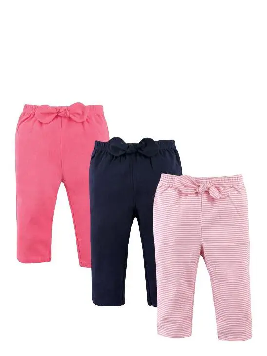 HUDSON BABY Soft Cotton Gathered Pants - Light Pink Stripes