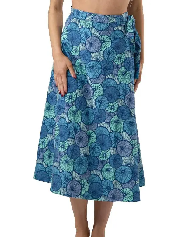 UV SKINZ Upf 50+ Sun Wrap Midi Skirt - Baltic Tide Pool