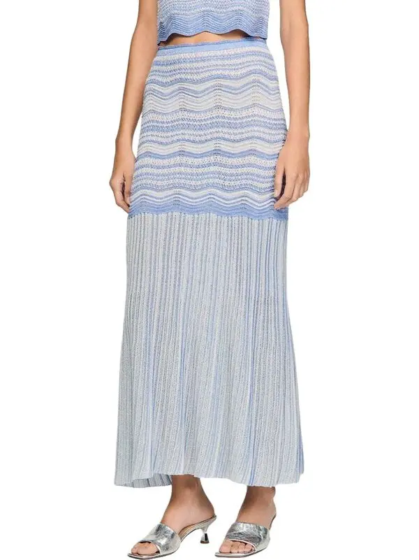 Sandro Decorative Knit Maxi Skirt - Sky Blue