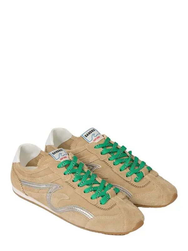 Sandro Light Wave Suede Trainers - Beige
