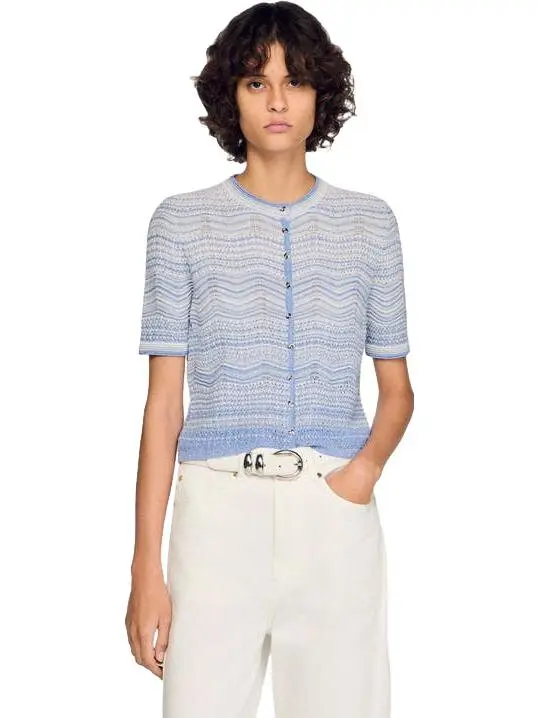 Sandro Fancy Knit Cardigan - Sky Blue