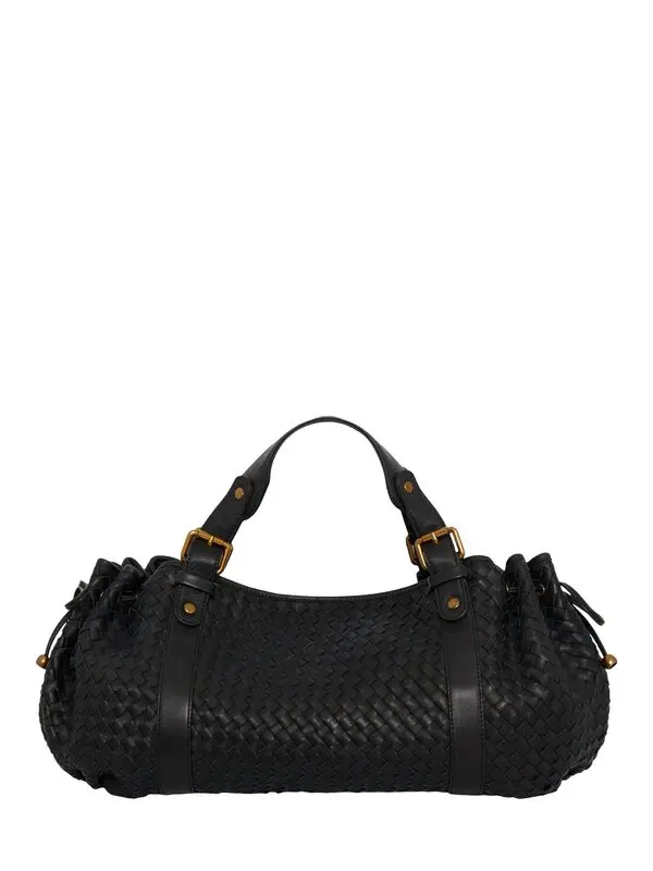 Gerard Darel Hand-braided Lambskin Leather Handbag - Black
