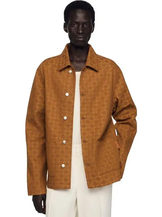 Sandro Square Cross Denim Jacket - Camel