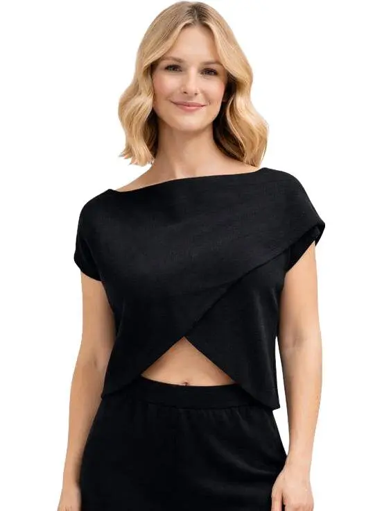 ACCOUCHEE Mini Knit Crossover Sleeveless Maternity/nursing Top - Black