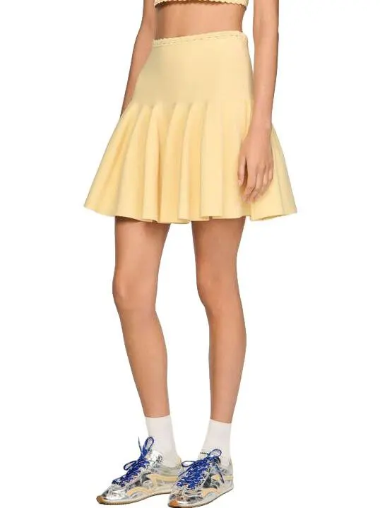 Sandro Knit Skater Skirt - Butter