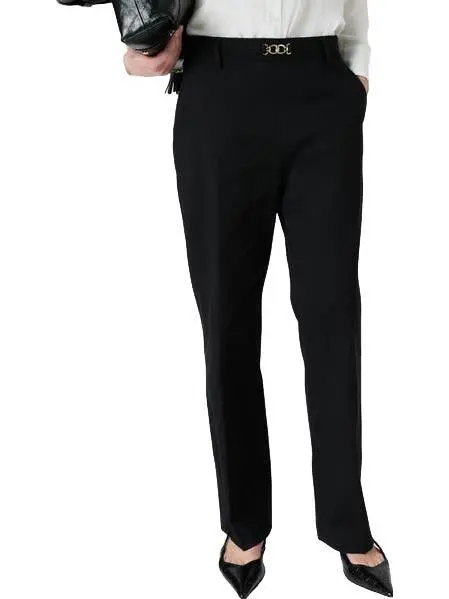 Gerard Darel Athea Straight Leg Pants With Golden Detail - Black