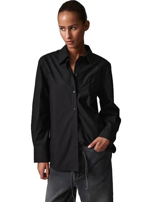 Day Birger Et Mikkelsen Jojo Crisp Cotton Button-up Shirt With Embroidered Logo - Black