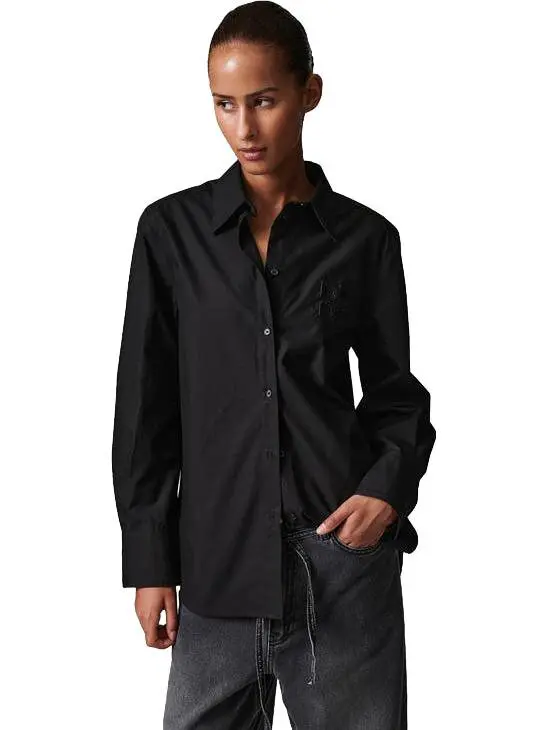 Day Birger Et Mikkelsen Jojo Crisp Cotton Button-up Shirt With Embroidered Logo - Black