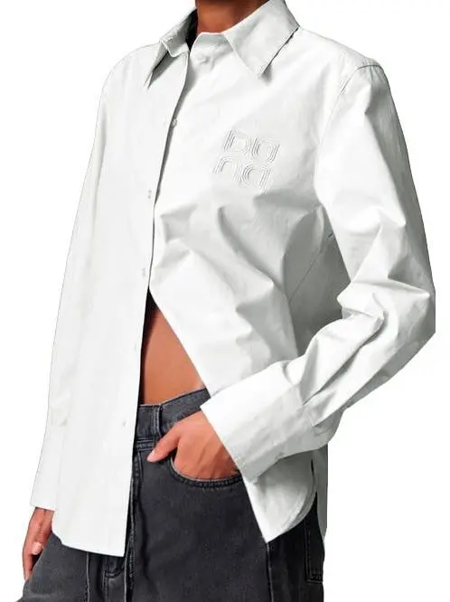 Day Birger Et Mikkelsen Jojo Crisp Cotton Button-up Shirt With Embroidered Logo - Bright White