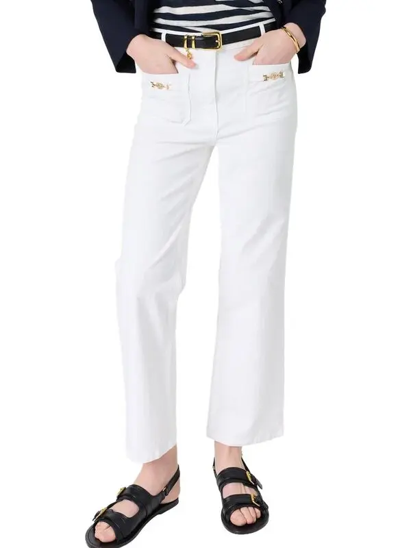 Gerard Darel Allie Cropped Straight Leg Jeans - White