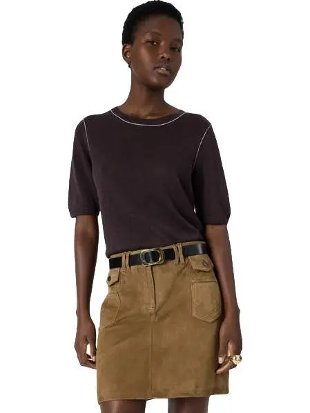 Gerard Darel Loumia Short Sleeve Sweater - Brown