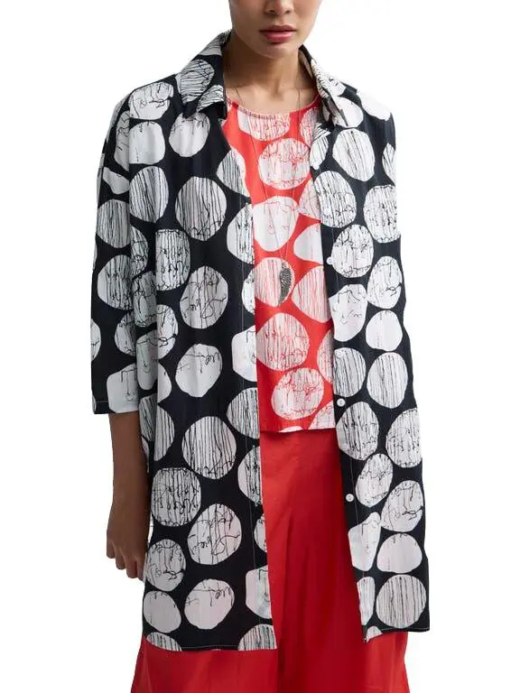 LUUKAA Niva Printed Cotton Poplin Tunic Shirt - Black Print