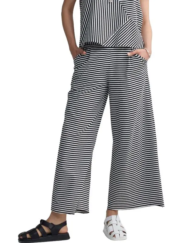 LUUKAA Kaelith Striped Jersey Wide-leg Pants - Black Strip