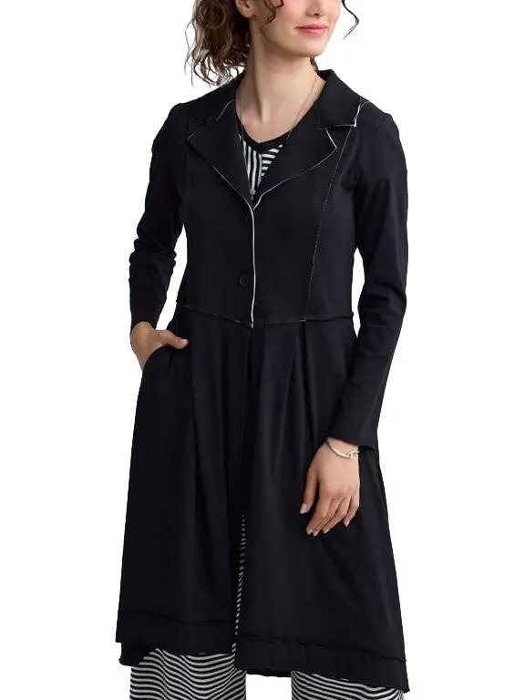 LUUKAA Ysolde Contrast-stitch Long Jacket - Black