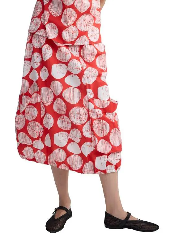 LUUKAA Alira Printed Poplin Balloon Skirt - Mandarin Print