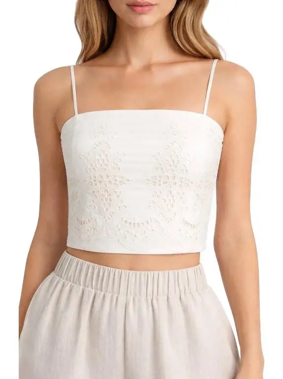 BISHOP + YOUNG Sorrento Corset Top Embroidered Square Neck Crop - Embroidered Stripe