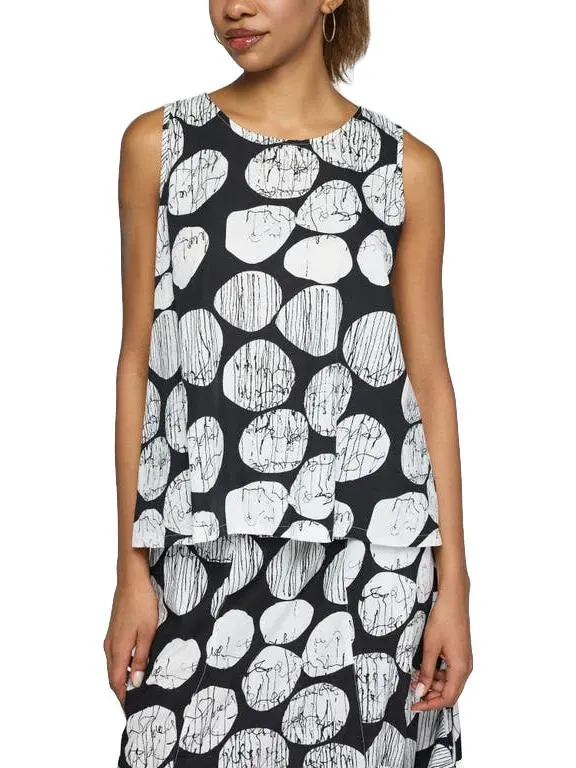 LUUKAA Orla Printed A-line Top - Black Print