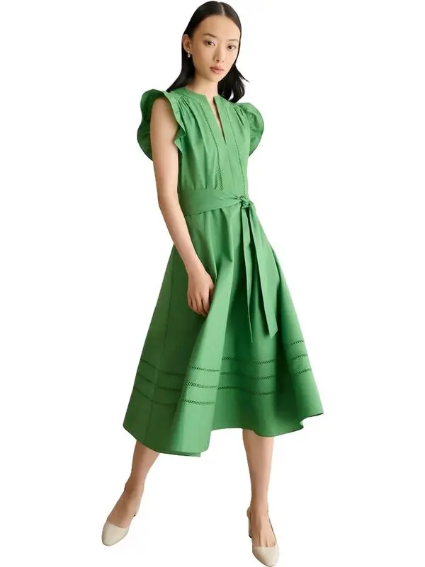 HOBBS LONDON Ruffle Sleeve Midi Dress - Applegreen