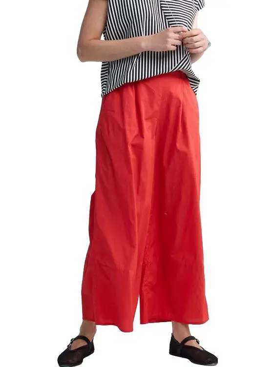 LUUKAA Elinea Printed Poplin Wide-leg Pants - Mandarin Red