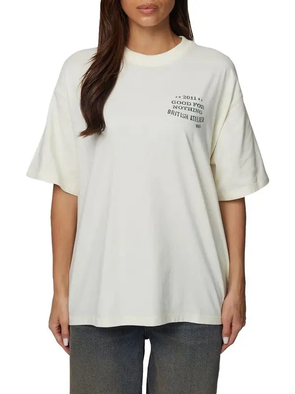 GOOD FOR NOTHING Oversized Stamp T-shirt - Ivory