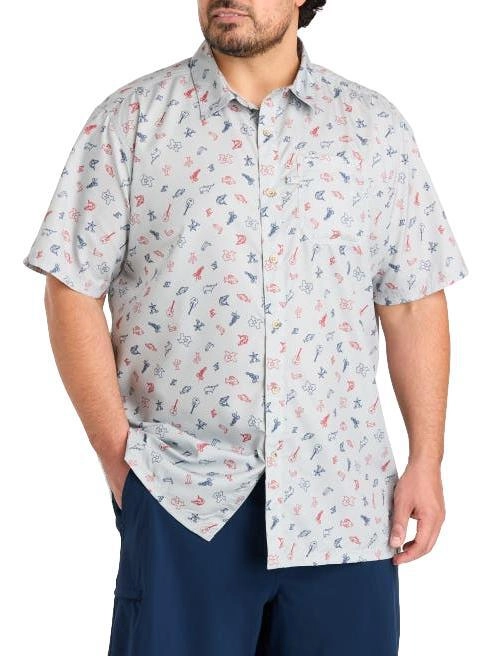 Columbia Big & Tall Pfg Super Slack Tecas Sport Shirt - Grey