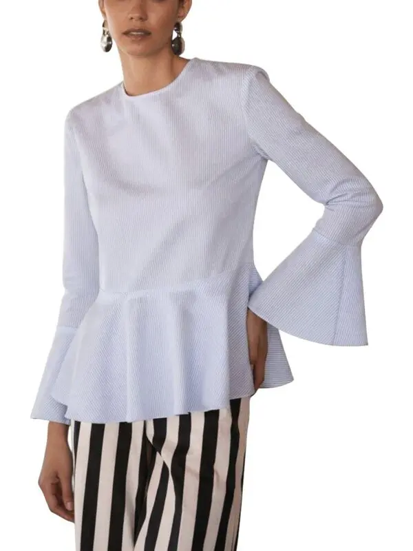 THE IQ COLLECTION Pia Stripe Shirt - Blue Stripes
