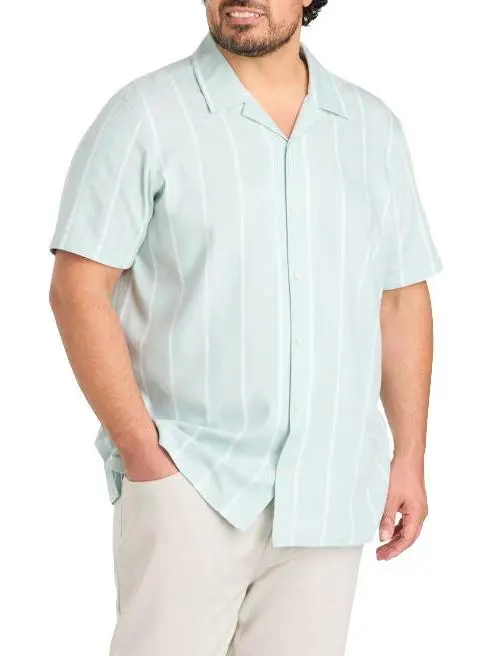 Perry Ellis Big & Tall Textured Stripe Camp Shirt - Cloud Blue